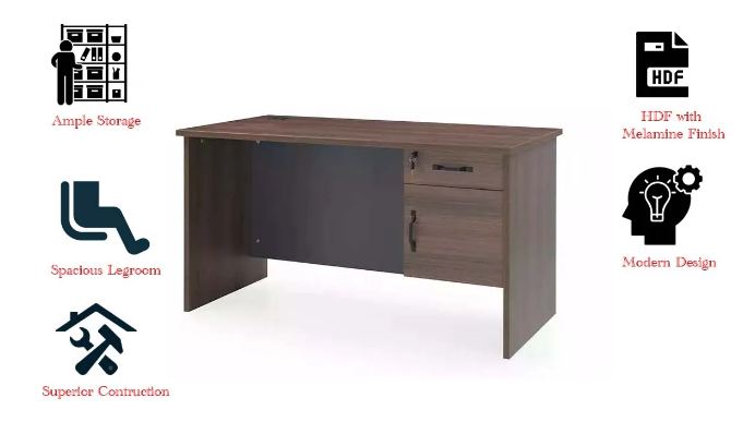 Buy Executive Office Tables Walnut HDF with Melamine Finish online at ...