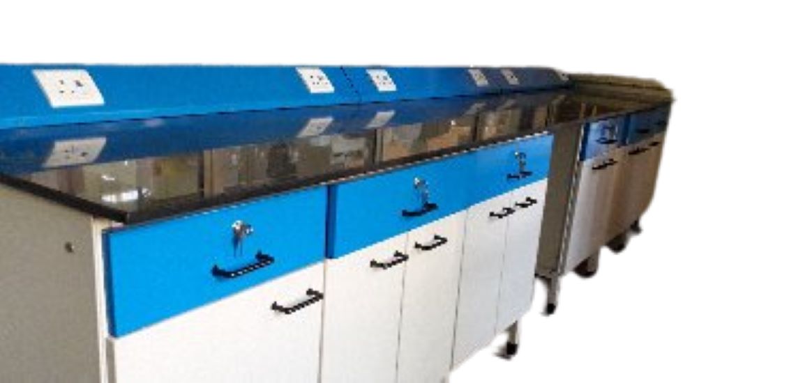 Buy chamunda lab L Shape Laboratory Bench BLUE online at best rates in ...