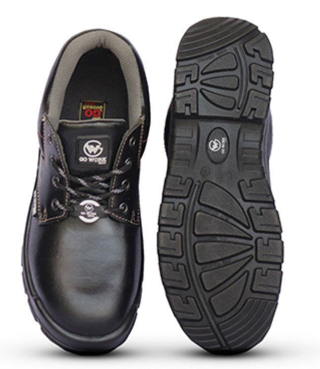 Buy GO WORK Stride CG Leather Steel Toe Safety Shoes Black online at ...