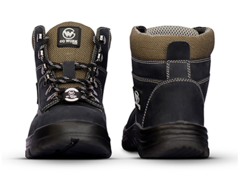 Buy GO WORK Mamba Nubuck Leather Steel Toe Safety Shoes Black online at ...