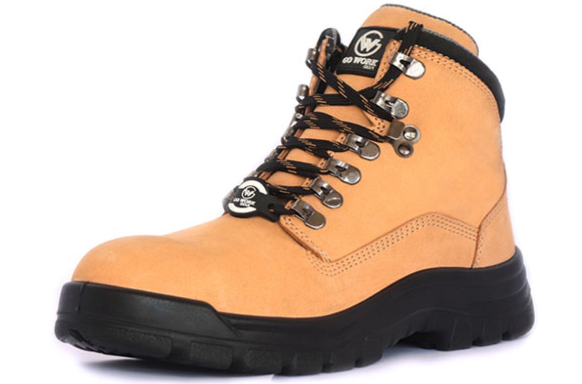Buy GO WORK Trak Barton Print Leather Steel Toe Safety Shoes Brown ...