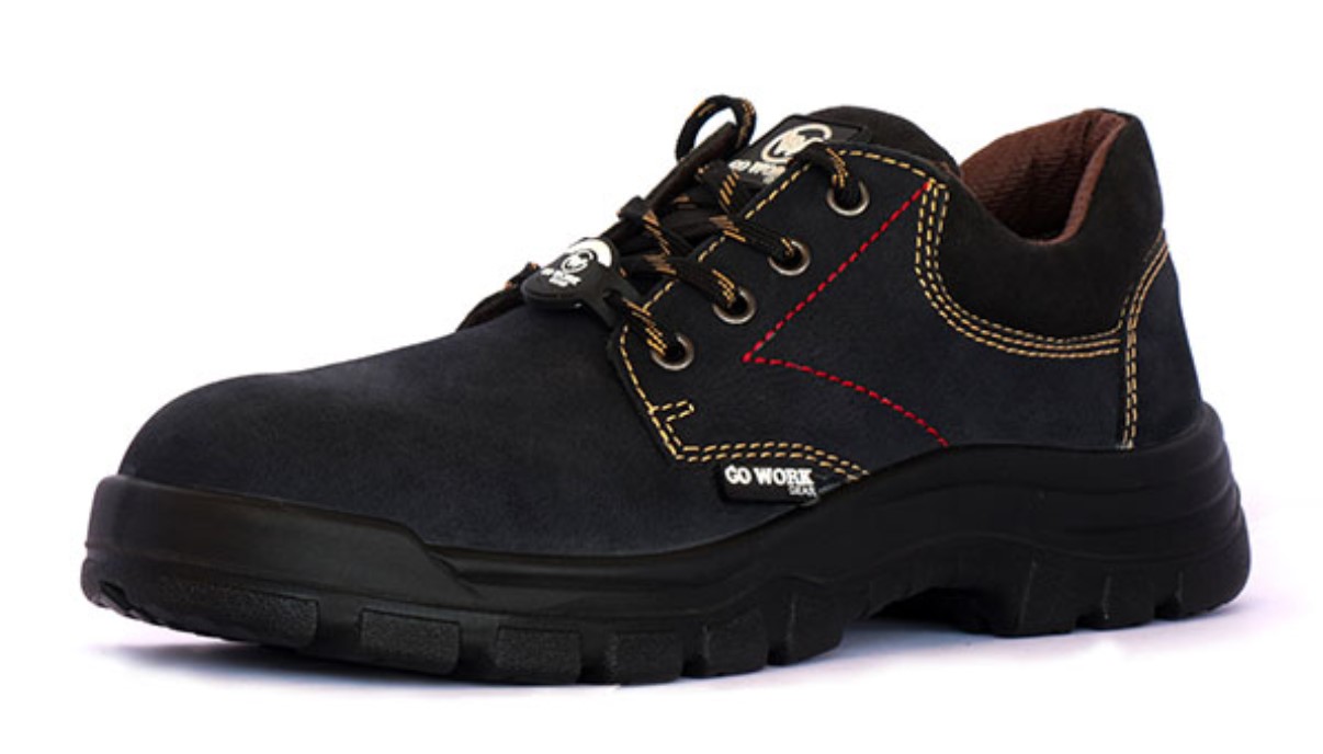Buy GO WORK Ariba Barton Print Leather Steel Toe Safety Shoes Black ...