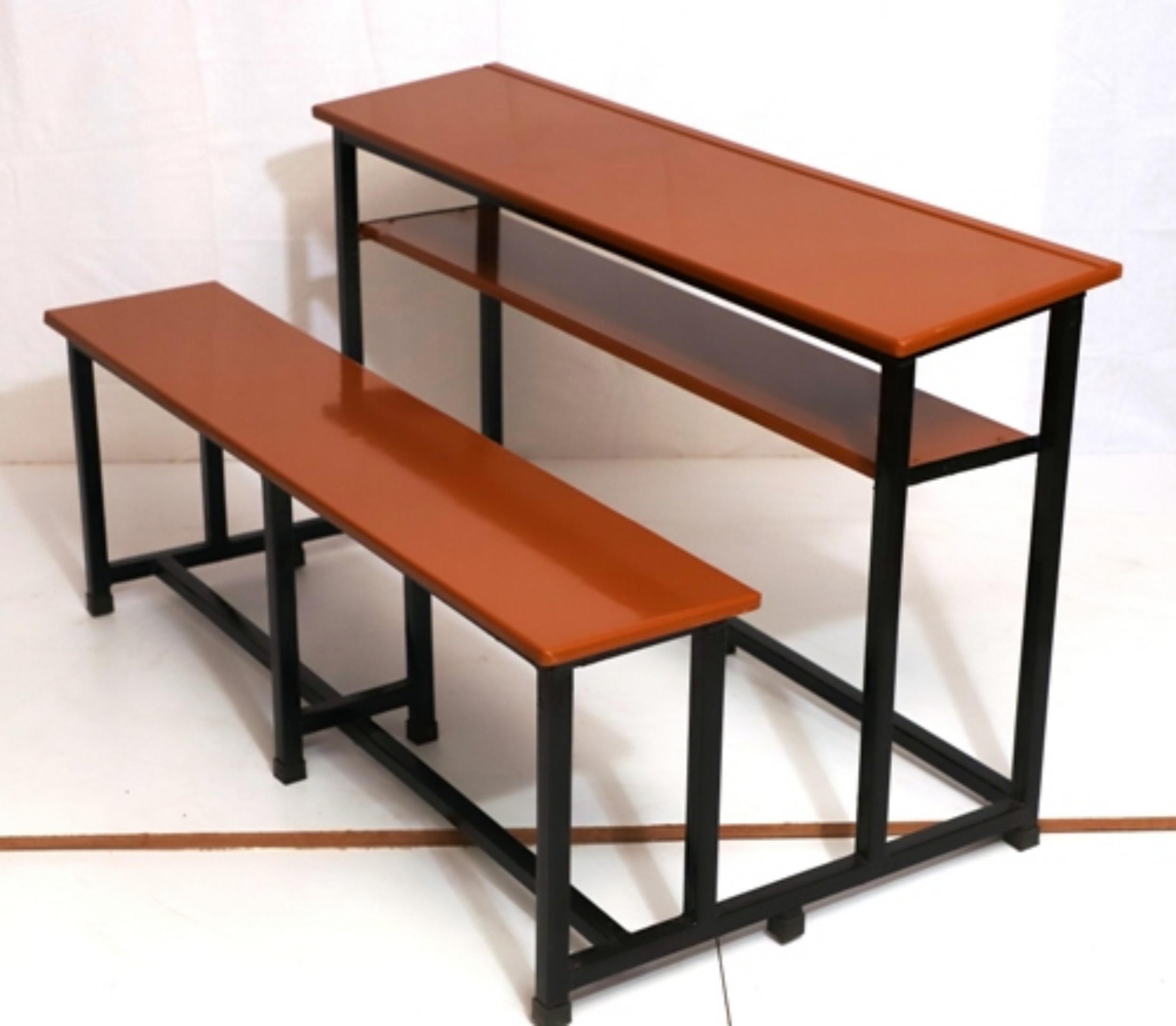 Buy Wooden & Iron 3 Seater Student Bench Desk online at best rates in ...