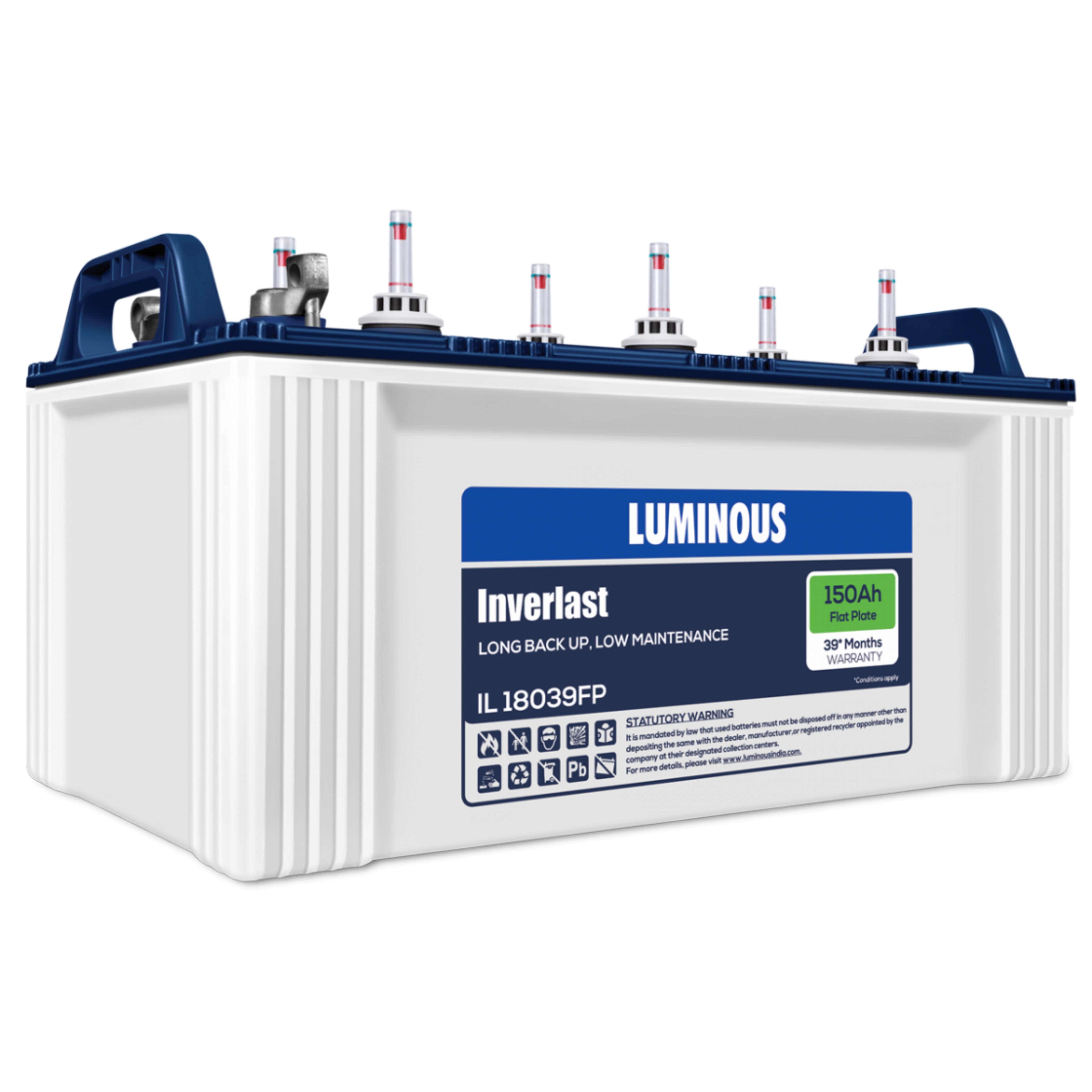 Buy LUMINOUS IL18039FP Tall Tubular 12 V 150 Ah Lead Acid Batteries ...