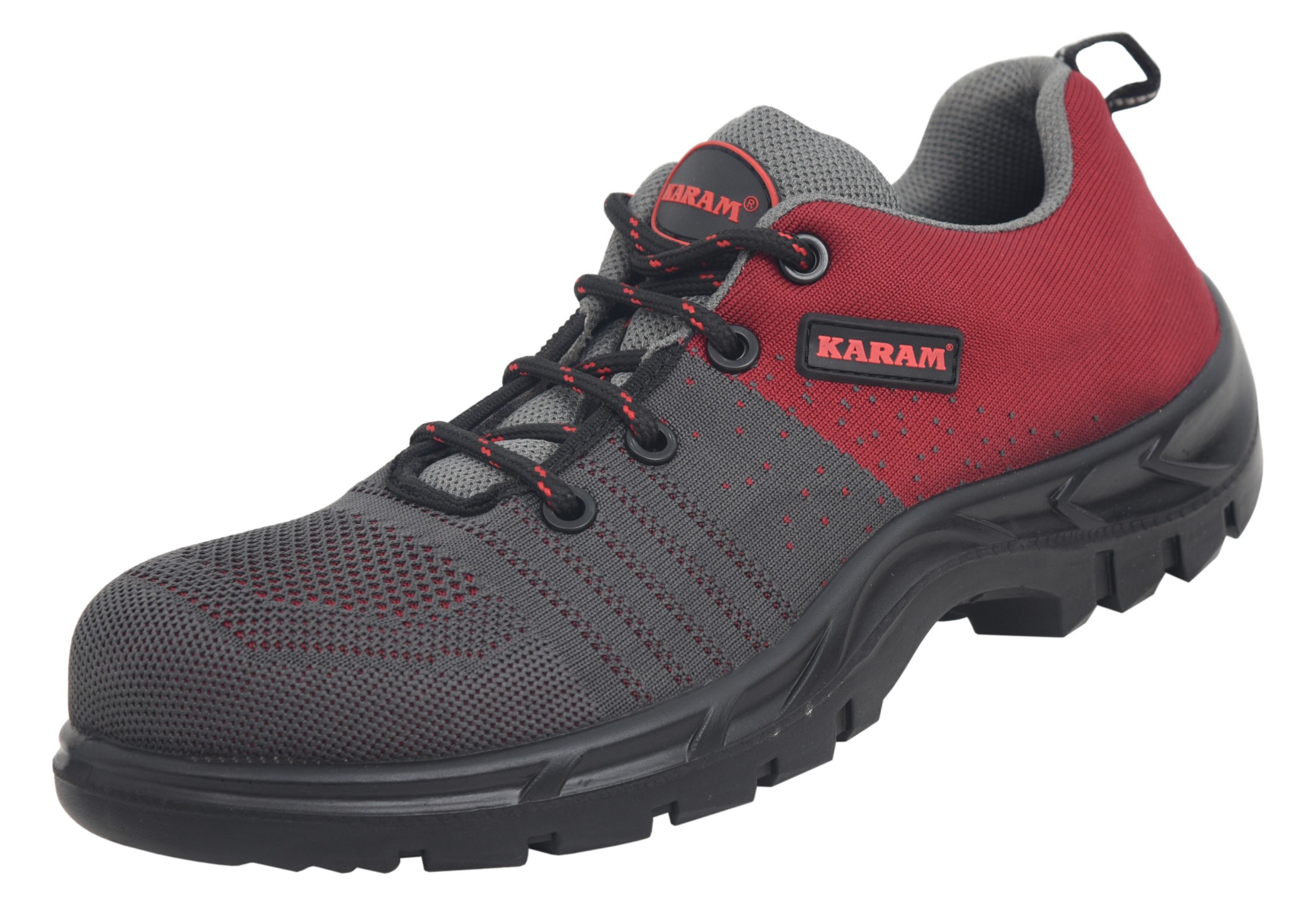 Buy Karam FS 213 Flyknit Fabric Composite Toe Safety Shoes Grey and Red ...