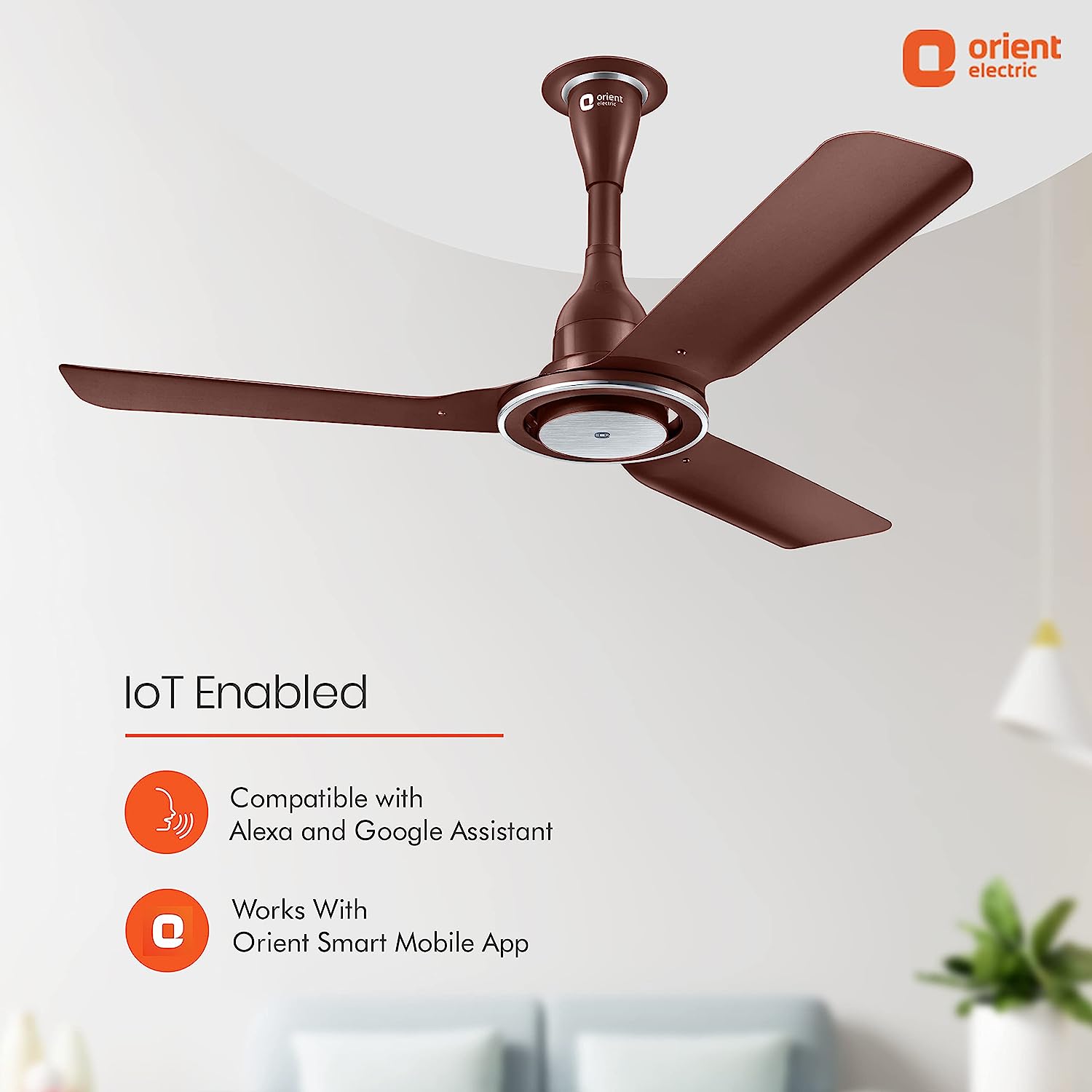 Buy Orient I-Float 1200 mm 3 Blades 35 W Lakeside Brown Ceiling Fans ...