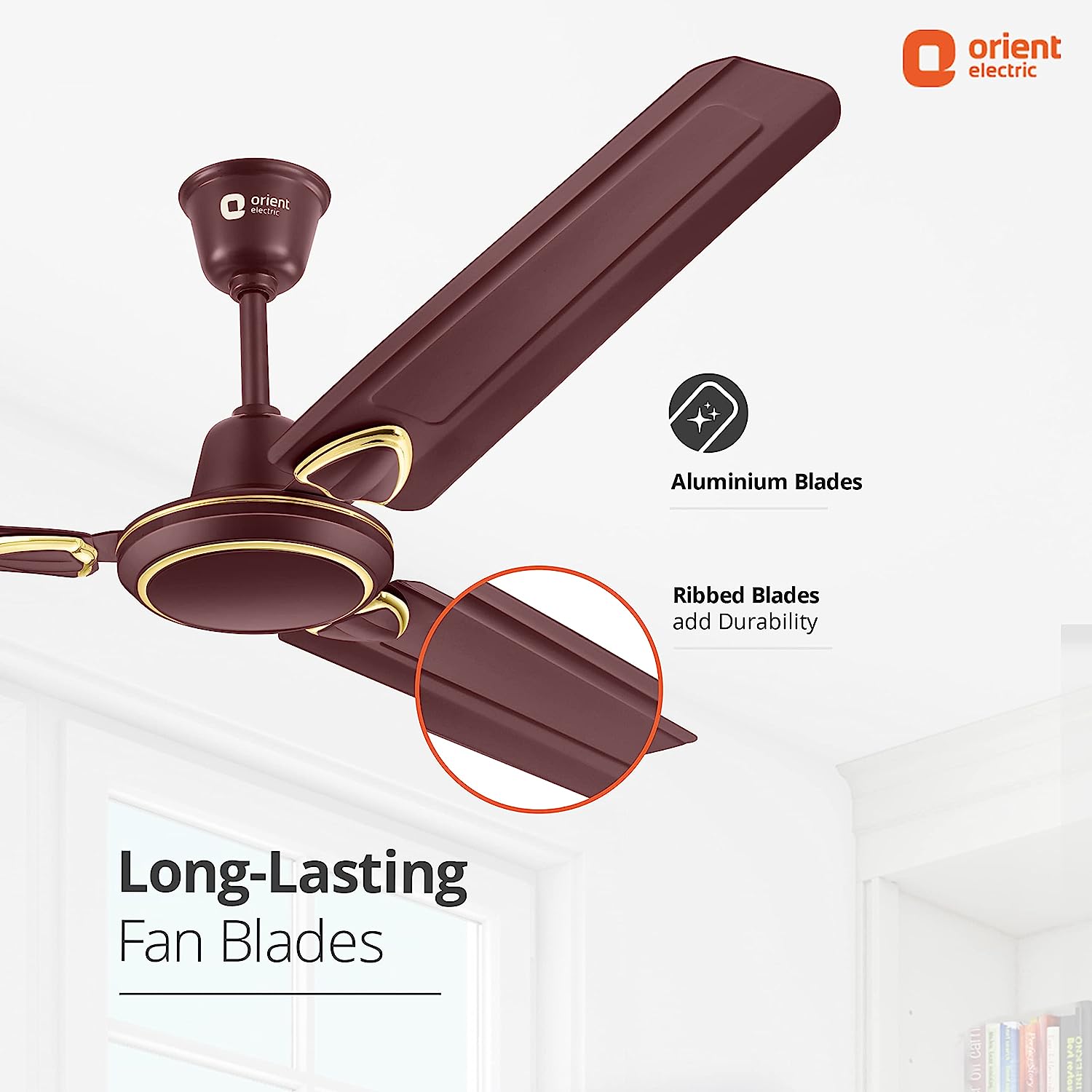 Buy Orient Rapid Air Deco 1200 mm 3 Blades 82 W Brown Ceiling Fans ...
