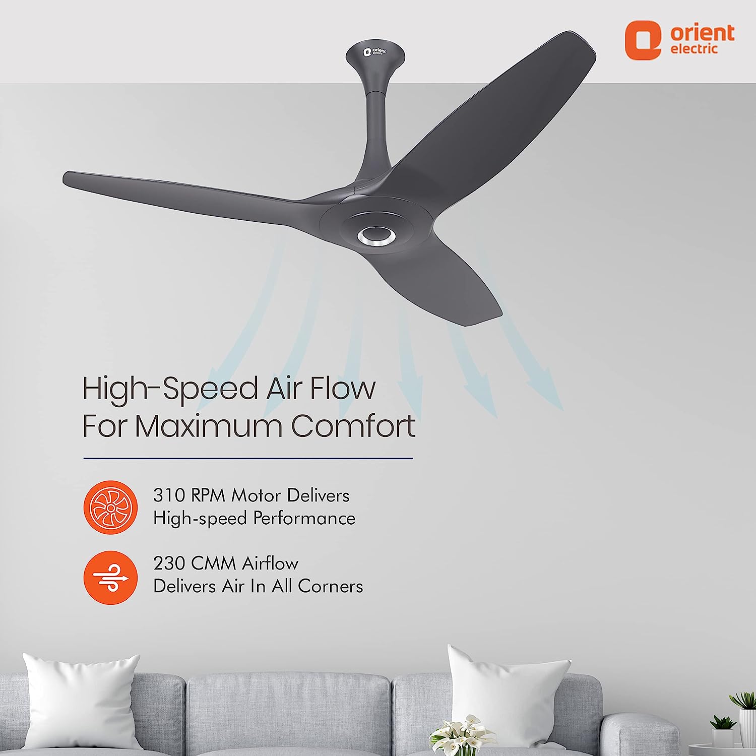 Buy Orient Aeroquiet Premium 1230 mm 3 Blades 62 W Daytone Grey Ceiling ...