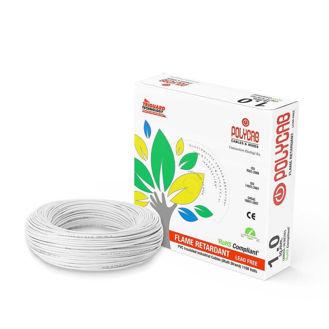 Buy Polycab 0.75 sqmm Stranded Electric Wire White 90 m online at best ...