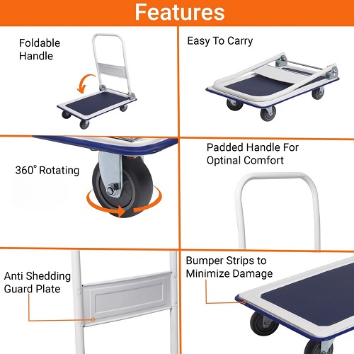 Buy Bigapple 4 Wheel Platform Trolley 300 kg online at best rates in ...