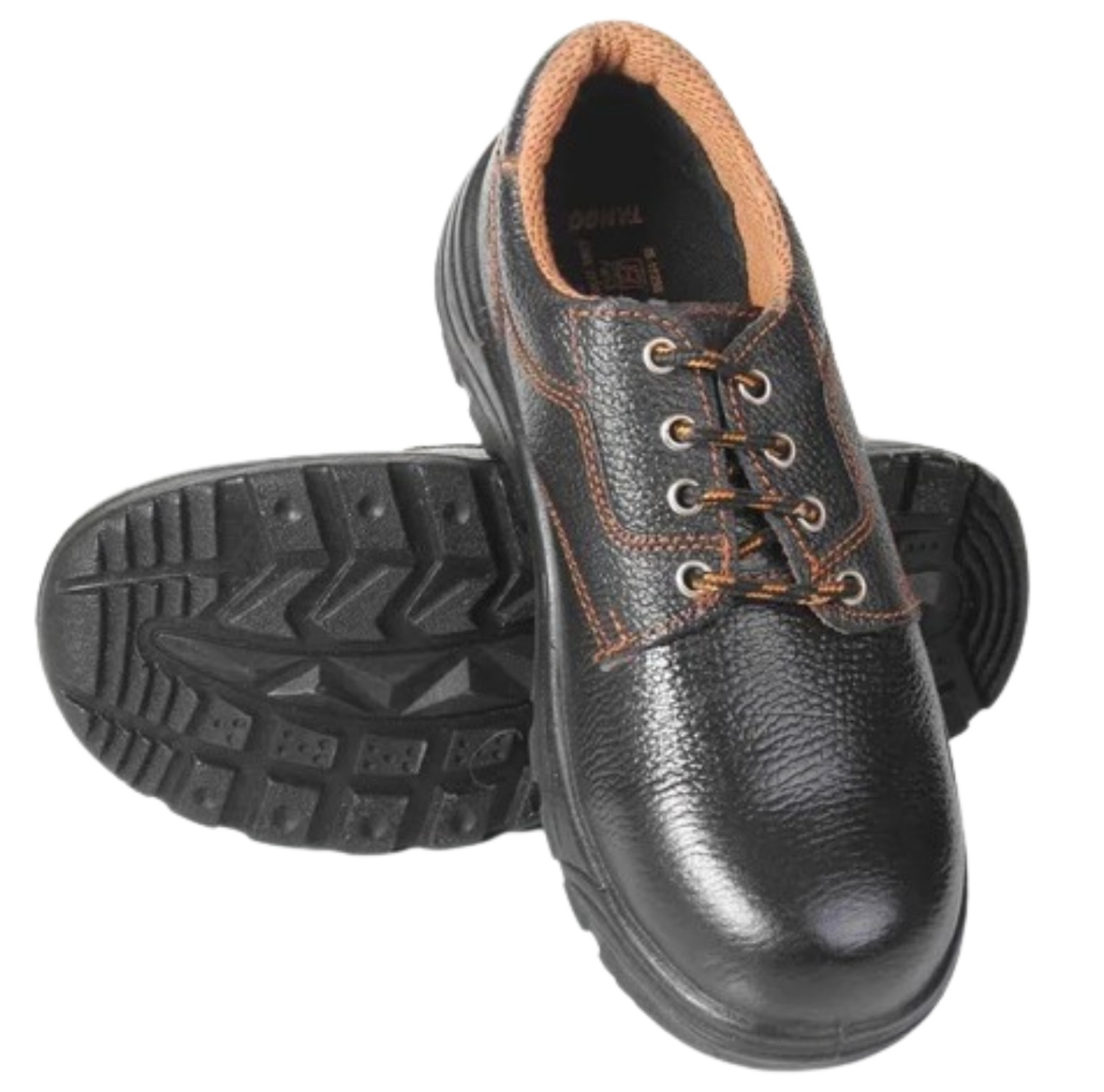 Buy Buff Leather Steel Toe Safety Shoes Black online at best rates in ...