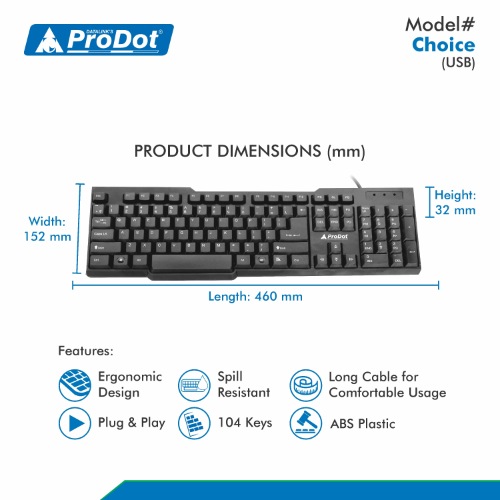 Buy ProDot Choice ProSeries USB Keyboard Black Computer Keyboard online ...