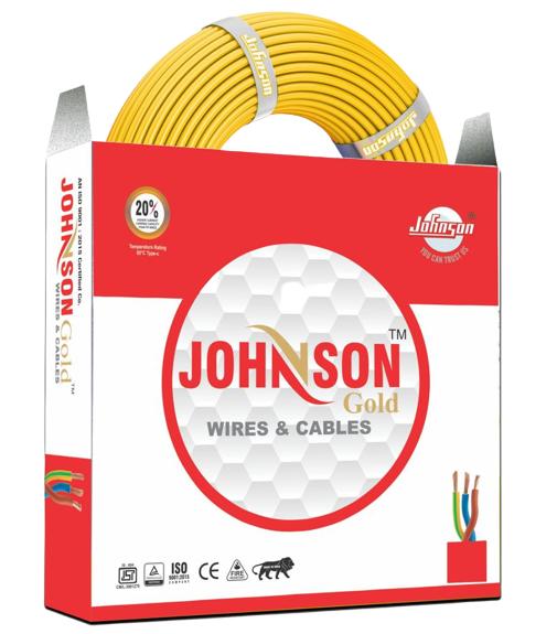 Buy Johnson 6 sqmm Gold HRFR Electric Wire Yellow 200 m online at best ...