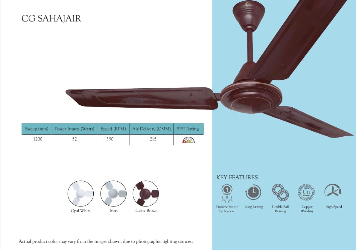 Buy CG Regular 1200 mm 3 Blades 52 W Brown Ceiling Fans online at best ...