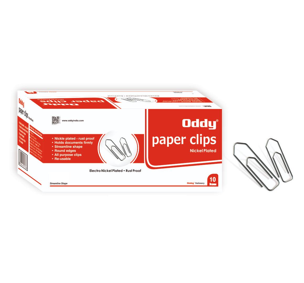 Buy Oddy Paper Clips Streamline Nickle Plated Metal 50 mm Black online ...