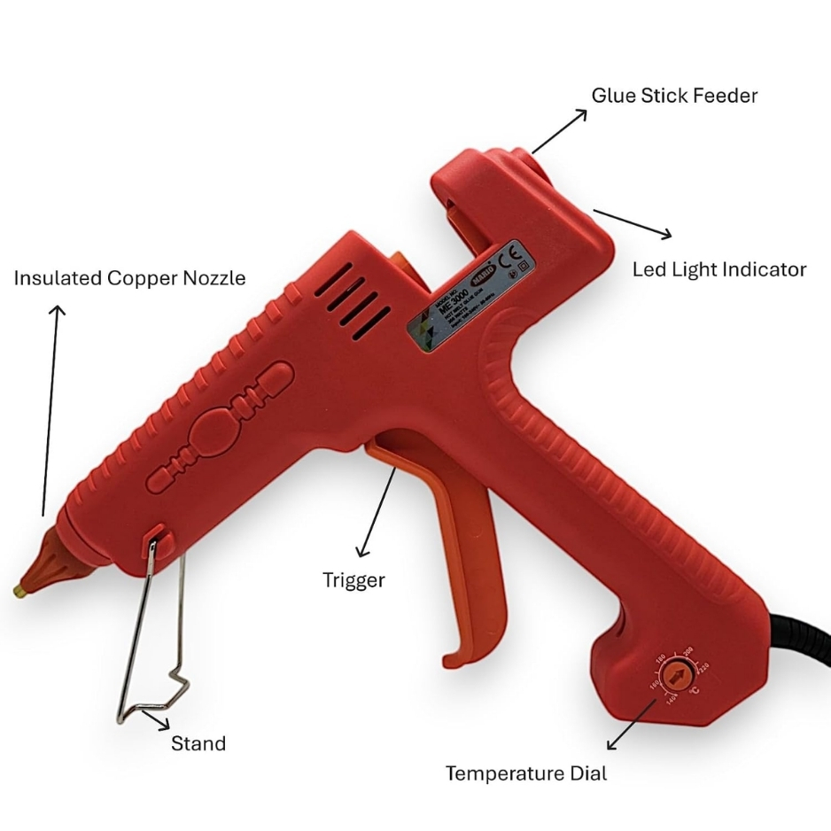 Buy MARIO ME-3000 Hot Melt Corded Glue Gun 300 W 11 mm Trigger Fed ...